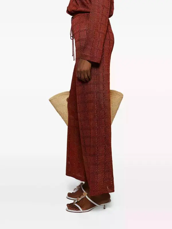 Calle Del Mar Clay Grid Pattern Knitted Trousers