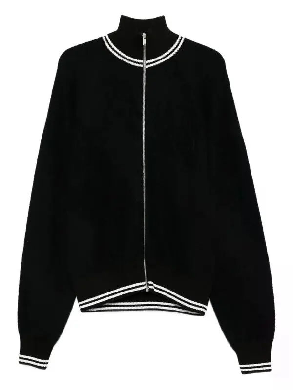 JIL SANDER Zip-front Ribbed Trim Cardigan - Black