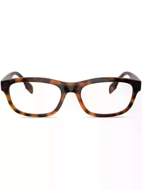 Burberry Rectangle-frame Glasses With Logo Print - Brown