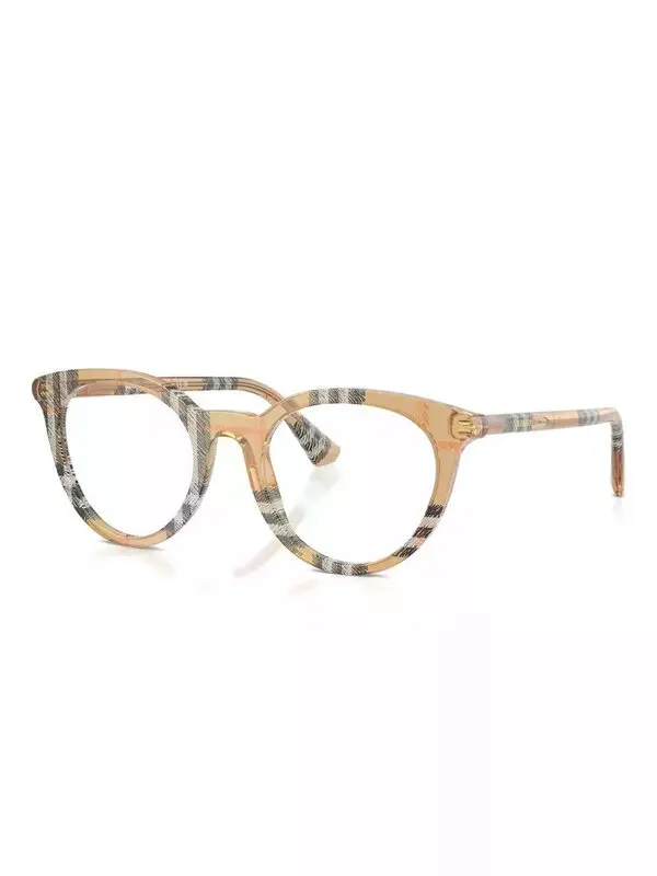 Burberry Checked-pattern Round Glasses