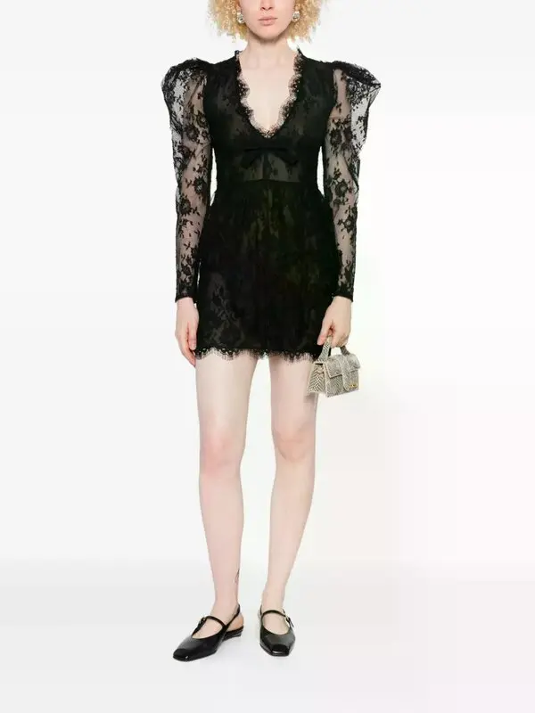 Alessandra Rich Lace Mini Dress - Black
