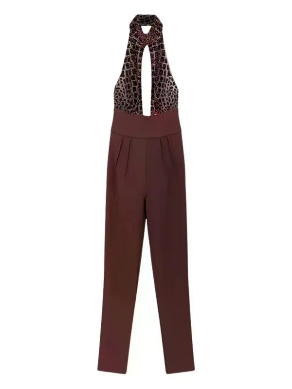 Elisabetta Franchi Halter-neck Sequin-embellished Jumpsuit - Red