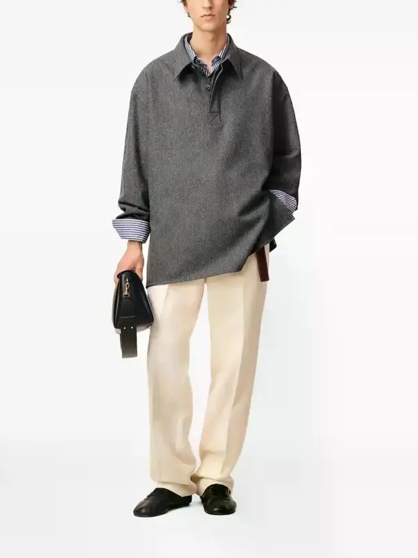 AMI Paris Long-sleeved Wool Polo Shirt