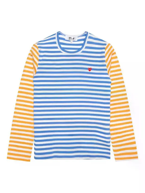 Play Comme Des Garcon Striped Long-sleeve T-shirt - Blue