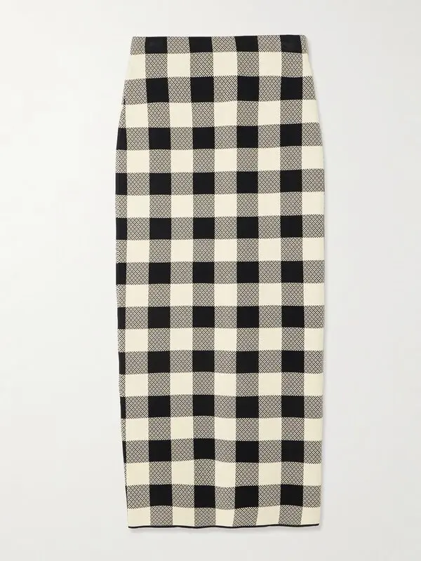 Posse Pippa Checked Jacquard-knit Maxi Skirt - Multi