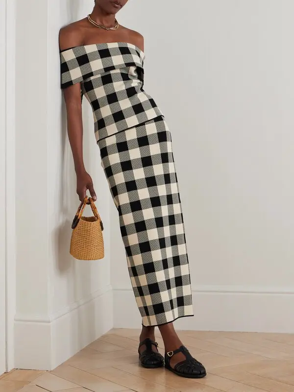 Posse Pippa Checked Jacquard-knit Maxi Skirt - Multi