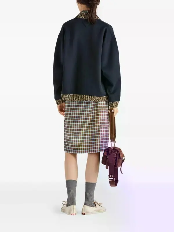 Prada Wool Bomber Jacket With Knit Trim - Blue