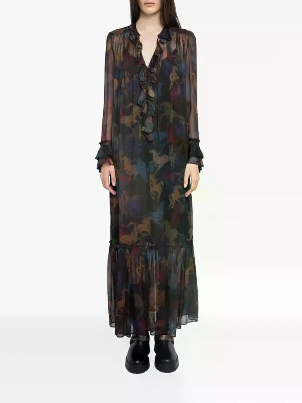 Zadig&Voltaire Ralicel Maxi Dress With Horse Print