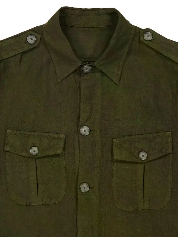 120% Lino Cargo-pockets Linen Shirt