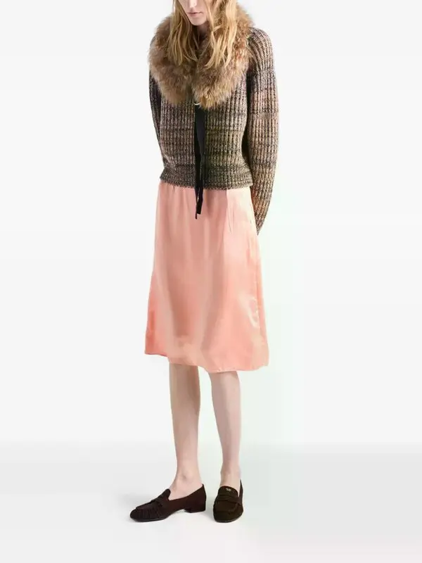 Prada Wrinkled-effect Satin Midi Skirt