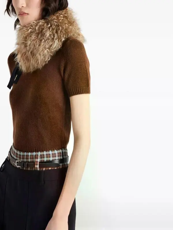 Prada Ribbed Knit Short-sleeve Sweater