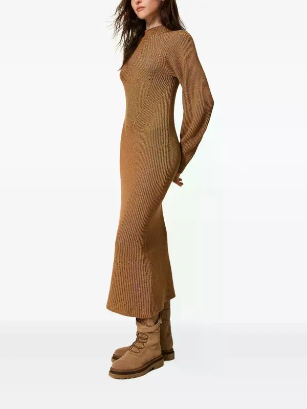TWINSET Lurex-knit Ribbed Midi Dress