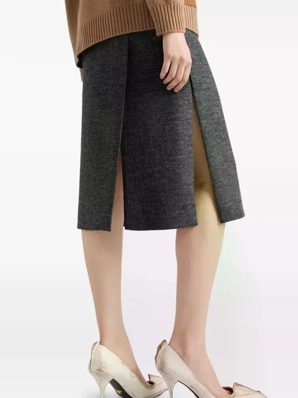Prada Front Slit Midi Skirt - Grey