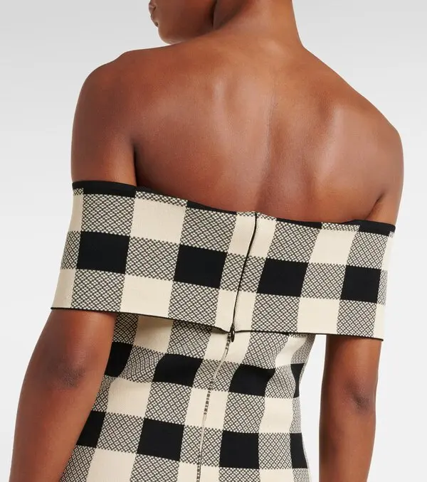 Posse Pippa Checked Off-shoulder Top - Multicoloured