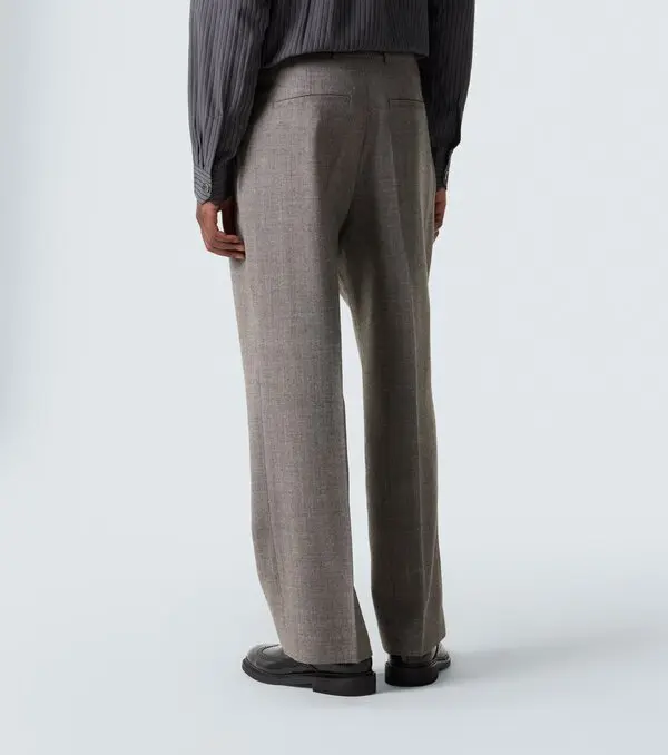 Our Legacy Borrowed Virgin Wool Chinos In Brown Natural Herringbone