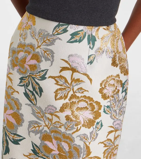 Carolina Herrera Floral Jacquard Midi Skirt
