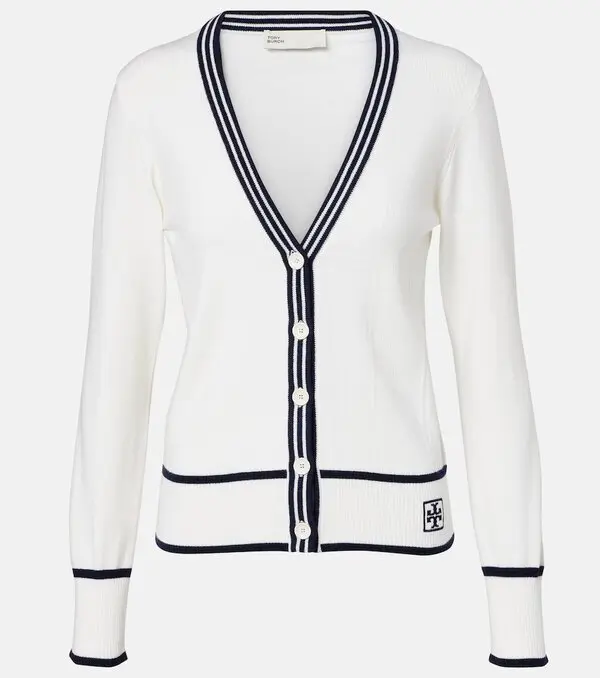 Tory Burch Wool-blend Cardigan With Contrast Trim