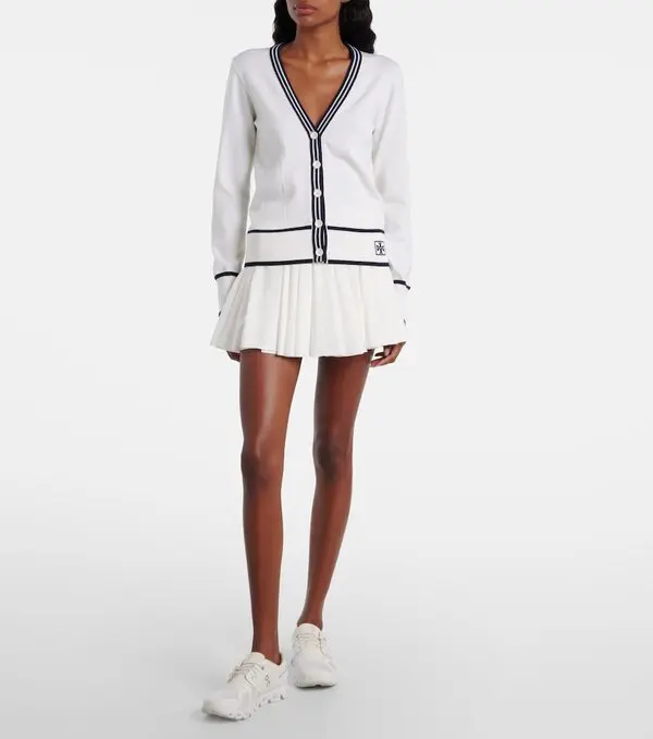 Tory Burch Wool-blend Cardigan With Contrast Trim