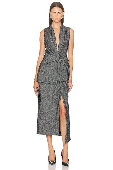 Brandon Maxwell The Margo Dress In Twill - Graphite