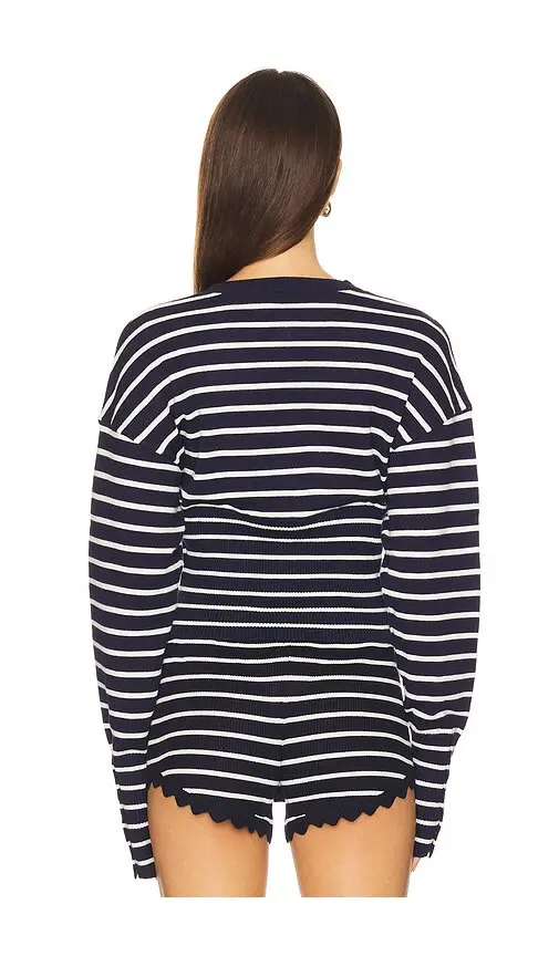 Lioness Head In The Clouds Cardigan With Striped Pattern - Navy