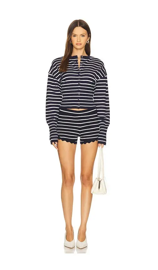 Lioness Head In The Clouds Cardigan With Striped Pattern - Navy