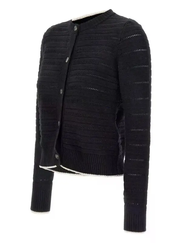 Marella Textured Wool Cardigan With Contrasting Stripe Detail