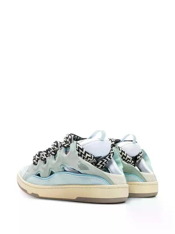 LANVIN Curb Lace-up Perforated Mules - Blue
