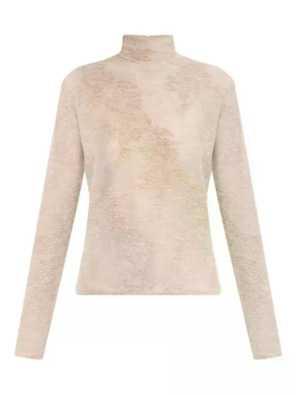 GANNI High-neck Textured Knit Sweater - Neutrals