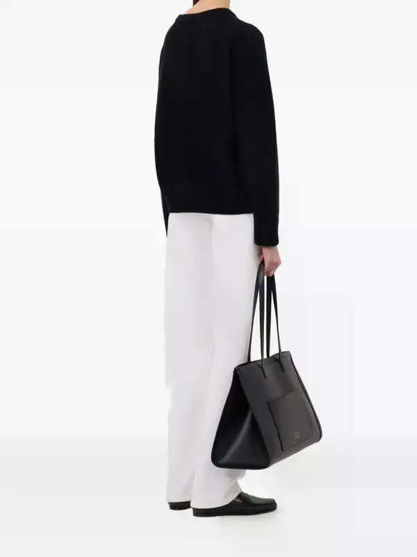 Loulou De Saison Ribbed Crew Neck Cardigan - Black