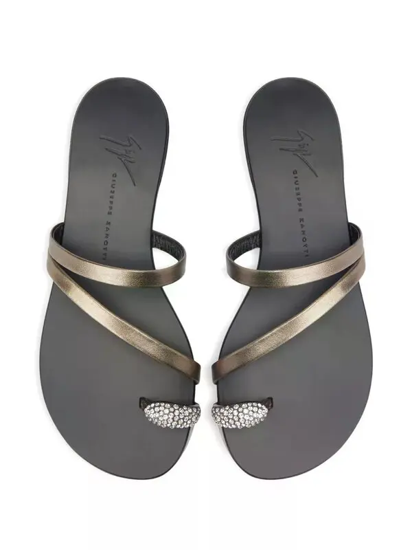 GIUSEPPE ZANOTTI Febe Embellished Leather Sandals - Silver