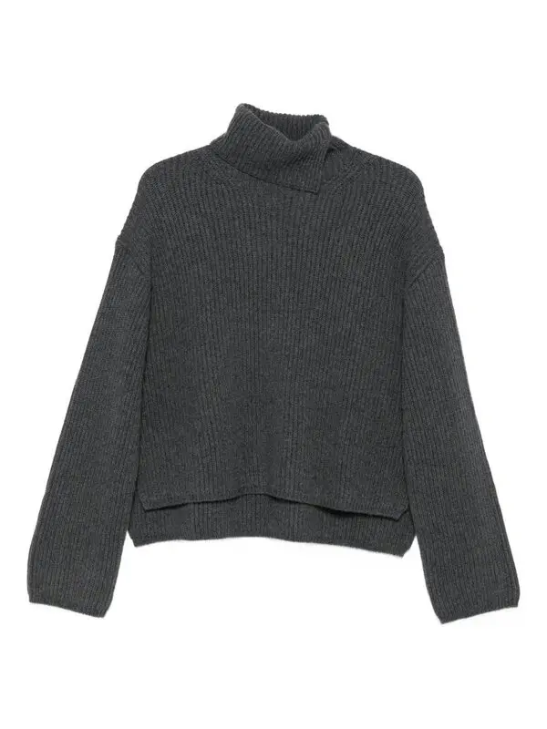 JOSEPH Ribbed Balloon Sleeve Cropped Sweater