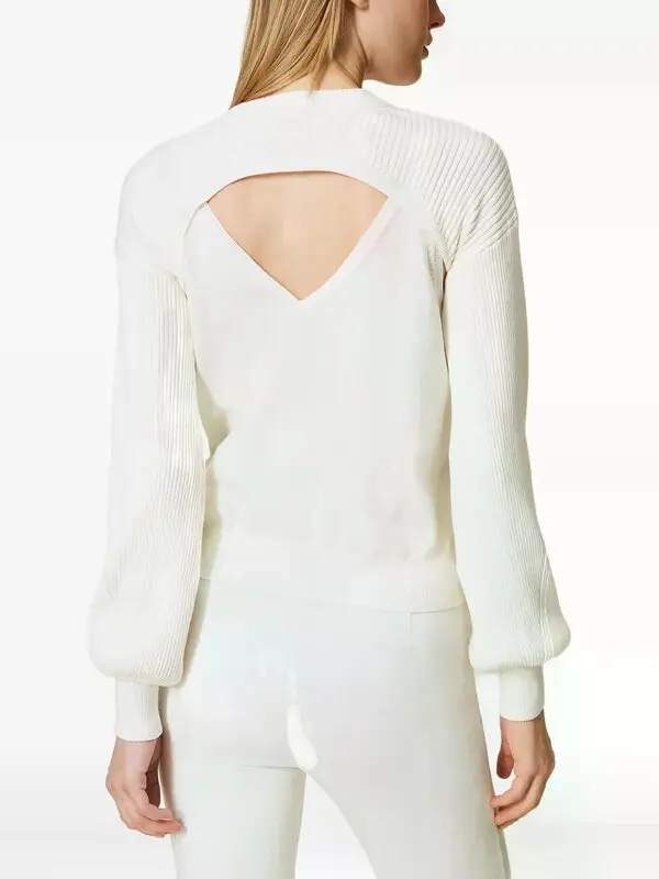 TWINSET Ribbed Knit Blouse With Chain Detail - White