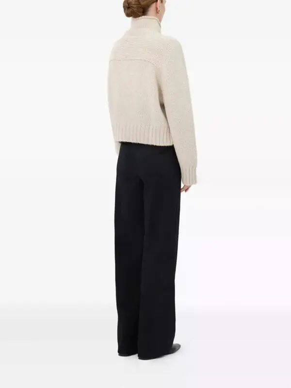 Loulou De Saison Stand Collar Ribbed Sweater - Neutrals