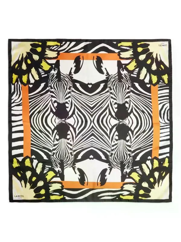 LANCEL Zebra Mania Silk Scarf - Black