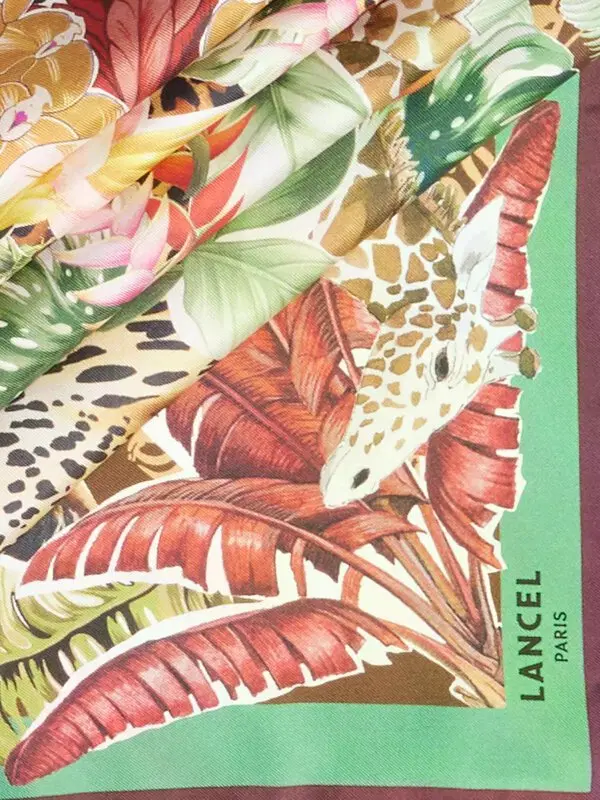 LANCEL Jungle Print Silk Scarf - Green