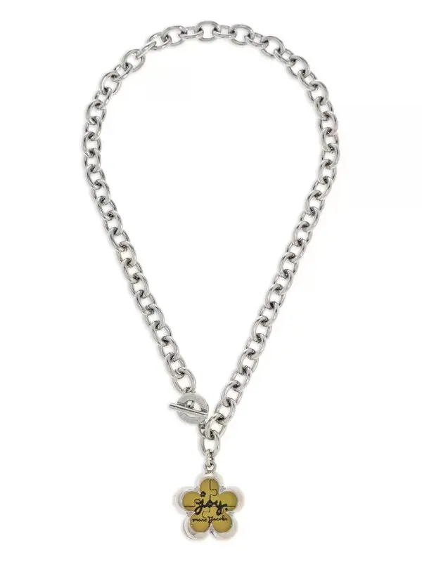 Marc Jacobs Tone Flower Charm Chain Necklace - Silver