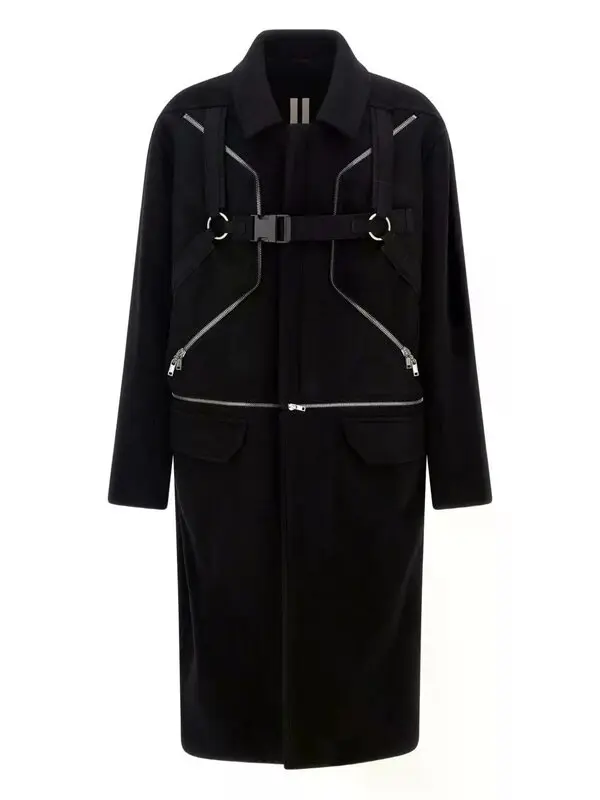 Rick Owens Blixa Jumbo Mac Harness-detail Zipped Coat