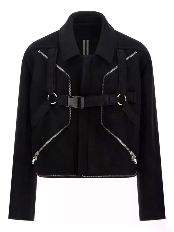 Rick Owens Blixa Jumbo Mac Harness-detail Zipped Coat