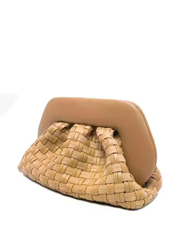 THEMOIRE Woven Gathered Clutch - Neutrals