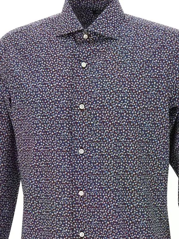 BARBA NAPOLI Micro-pattern Shirt - Blue