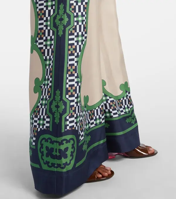 La DoubleJ Printed Silk Twill Palazzo Pants - Multicoloured