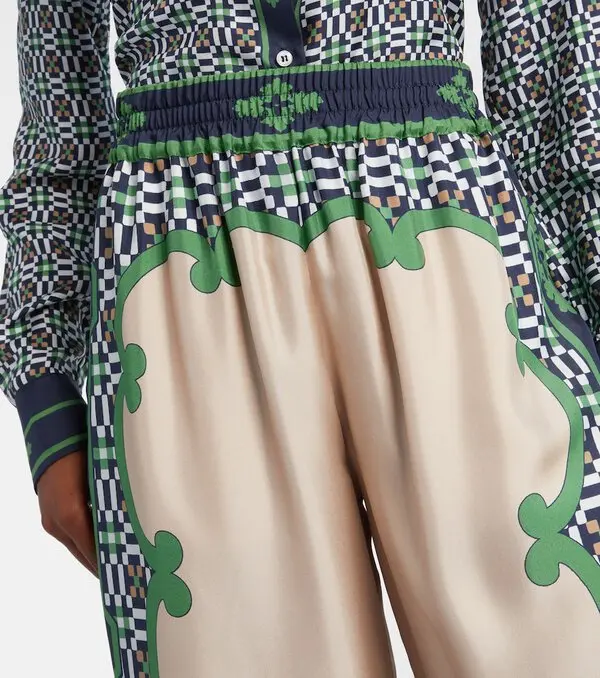 La DoubleJ Printed Silk Twill Palazzo Pants - Multicoloured