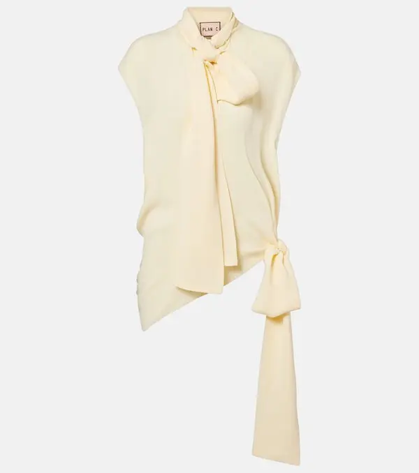 Plan C Asymmetric Tie-neck Blouse