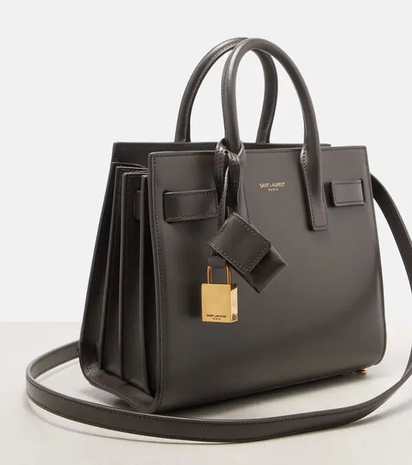 Saint Laurent Sac De Jour Nano Leather Tote Bag - Grey