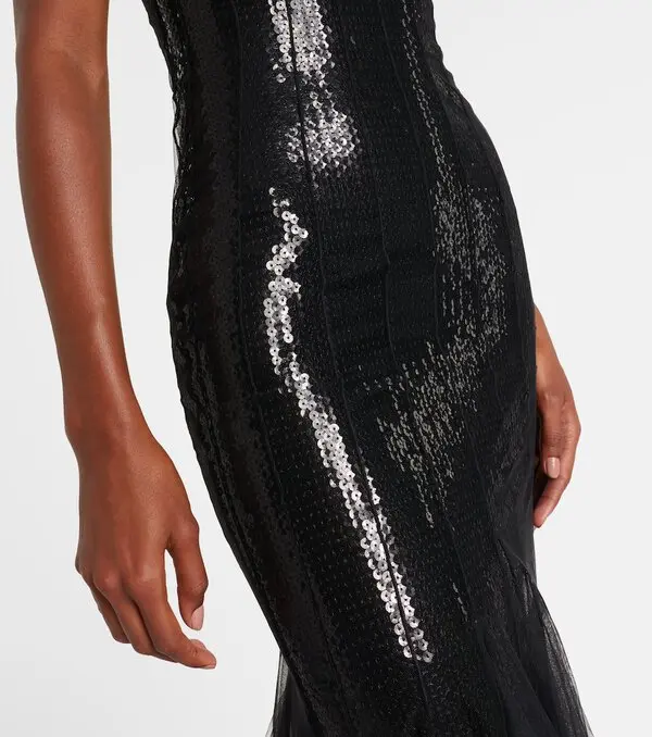 David Koma Sequined Tulle And Satin Gown