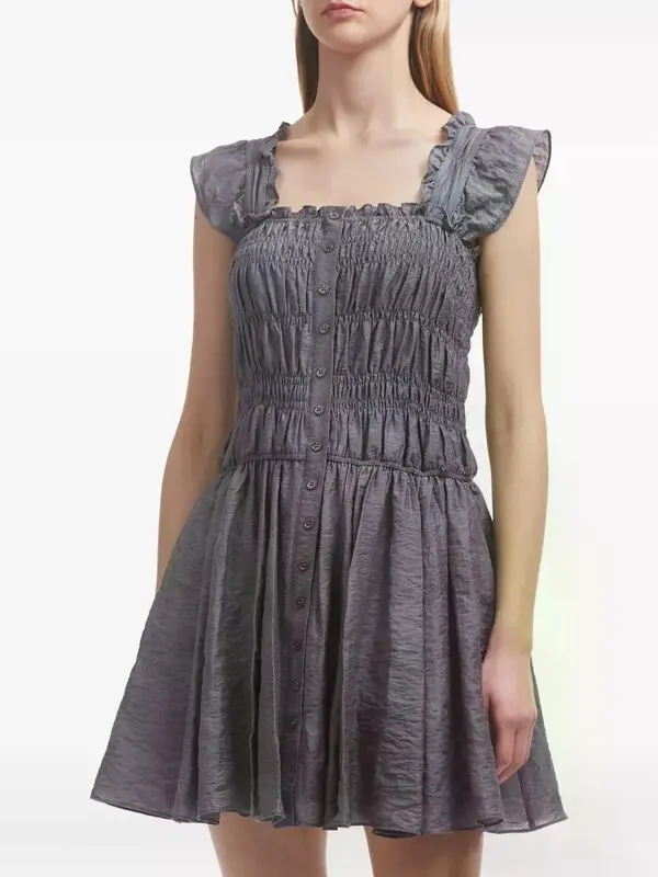 B+AB Ruffled Smocked Mini Dress - Grey