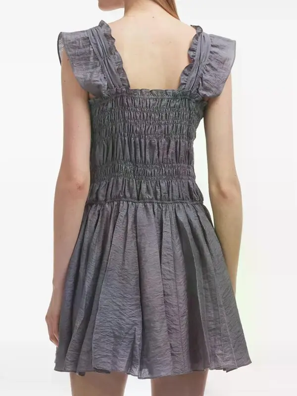 B+AB Ruffled Smocked Mini Dress - Grey