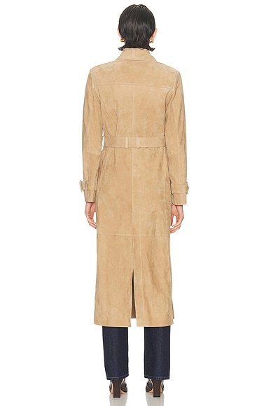 Nour Hammour Tate Tailored Suede Trench Coat