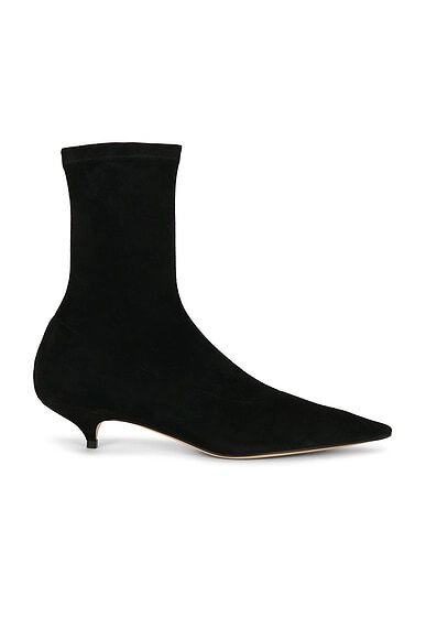 THE ROW Liisa Kitten Bootie Suede - Black