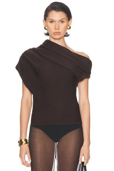 Staud Mabel Off-shoulder Wool Sweater - Earth